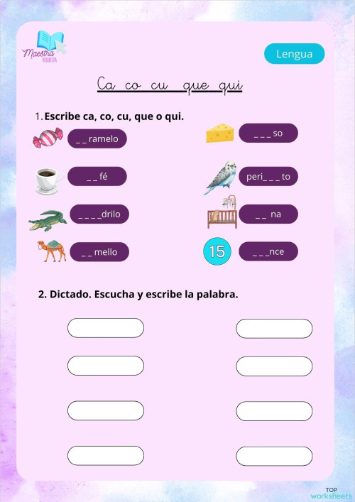 Ca co cu que qui. Ficha interactiva | TopWorksheets