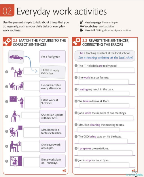 Everyday work activities Business English Practice 1. Interactive ...