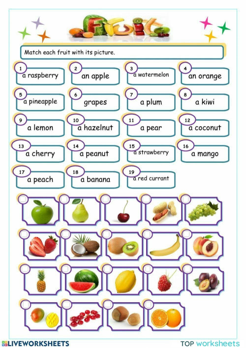 Fruit. Interactive worksheet | TopWorksheets