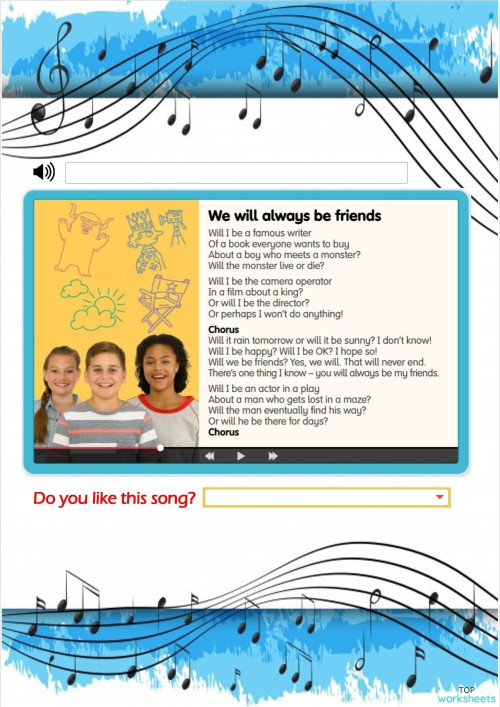 We will always be friends. SONG - UNIT 5 - All About Us 6. Interactive ...