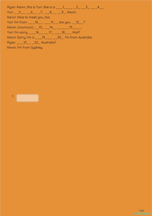Listening Pop 1 - Unit 1 Dictation. Interactive worksheet | TopWorksheets