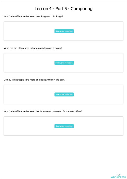 Lesson 4 - Part 3 - Comparing. Interactive worksheet | TopWorksheets