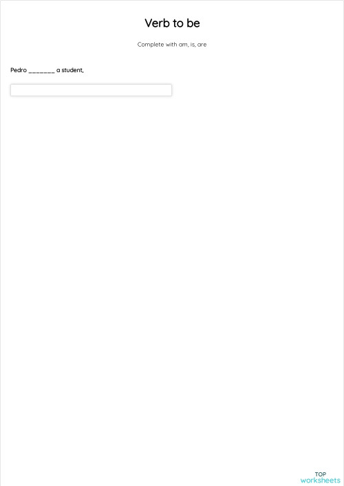 Verb to be. Interactive worksheet | TopWorksheets