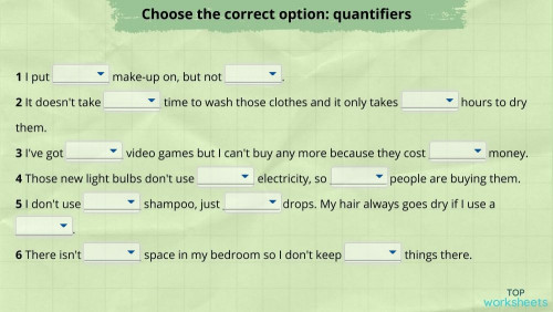 Quantifiers U1. Interactive worksheet | TopWorksheets