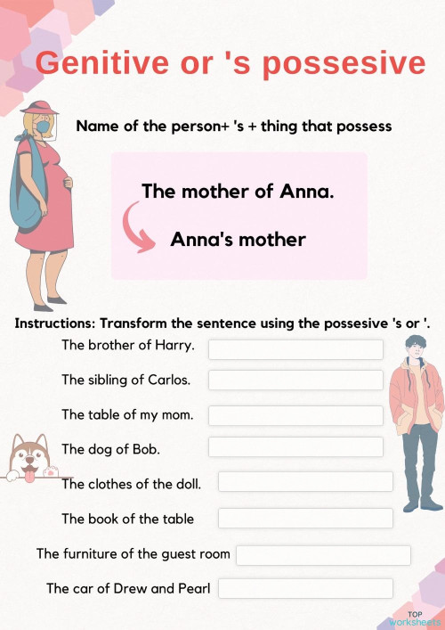 Possessive 's or Genitive. Interactive worksheet | TopWorksheets