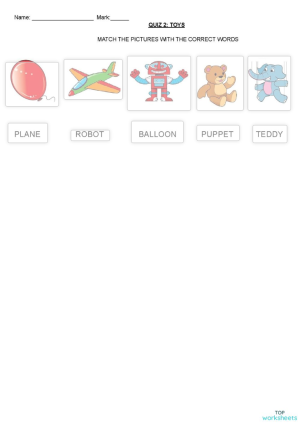 Quiz 2: Toys. Interactive worksheet | TopWorksheets