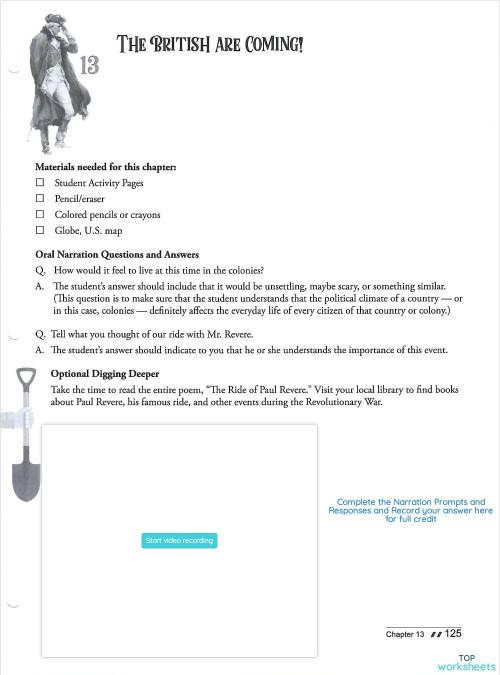Chapter 13: The British Are Coming Pg 125-126. Interactive worksheet ...