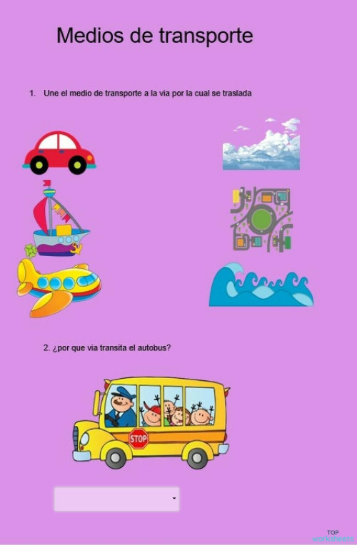 Los medios de transporte. Ficha interactiva | TopWorksheets