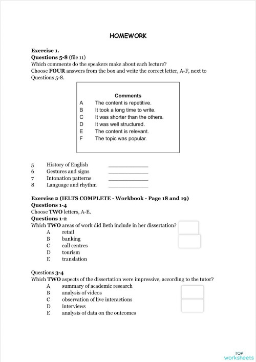 IV - LISTENING - UNIT 11. Interactive worksheet | TopWorksheets
