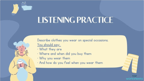 LISTENING PRACTICE - CLOTHES. Bài tập tương tác | TopWorksheets