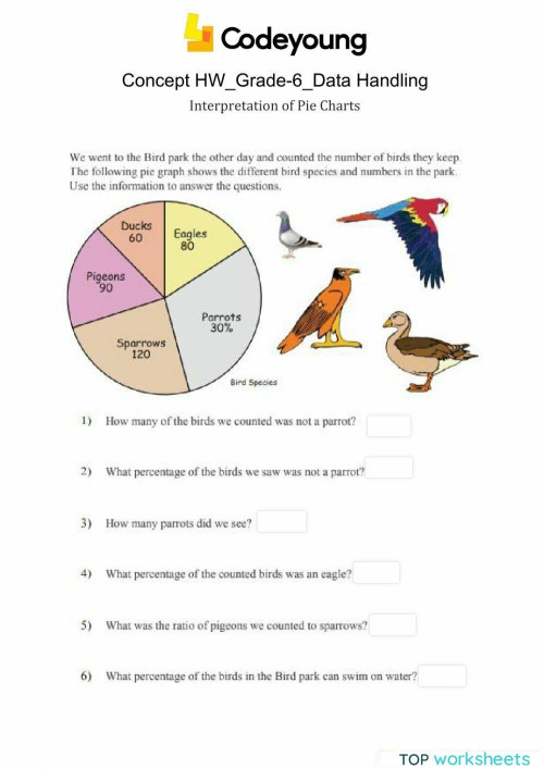 Interpretation of Pie Charts Concept HW. Interactive worksheet ...