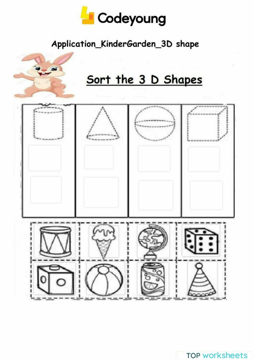 3 d shapes matching interactive. Interactive worksheet | TopWorksheets