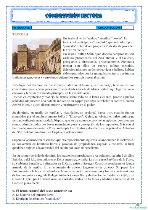 COMPRENSIÓN LECTORA. Ficha interactiva | TopWorksheets