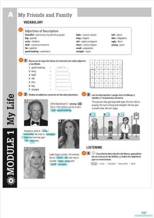 1st ESO. Module 1. Section A. Page 1. Interactive worksheet | TopWorksheets