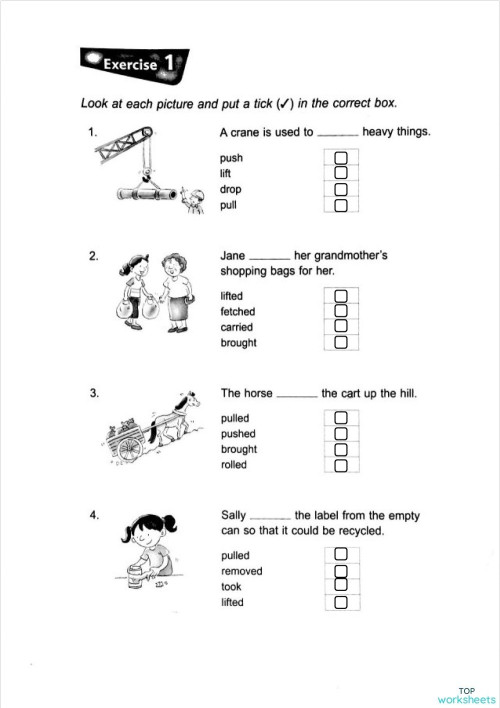 Moving things. Interactive worksheet | TopWorksheets