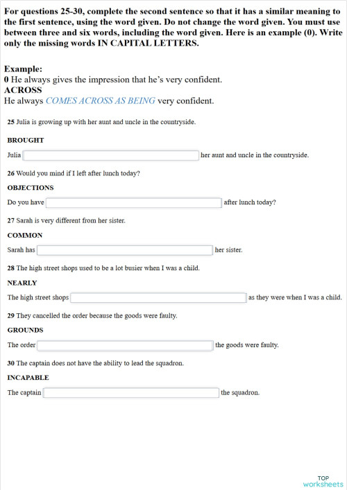 Test 3 CAE Practice Tests PAPER 1 - READING AND USE OF ENGLISH PART 4 ...