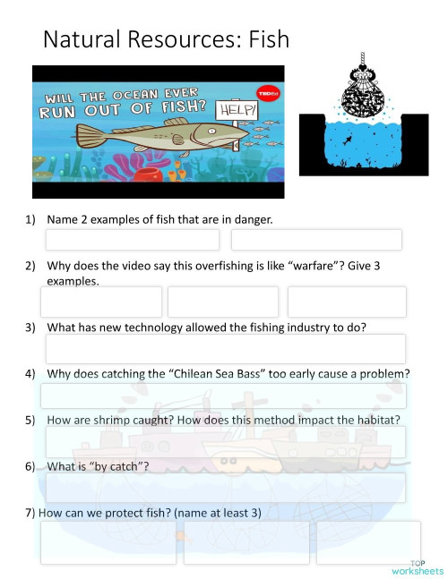 Natural Resources: Fish. Interactive worksheet | TopWorksheets