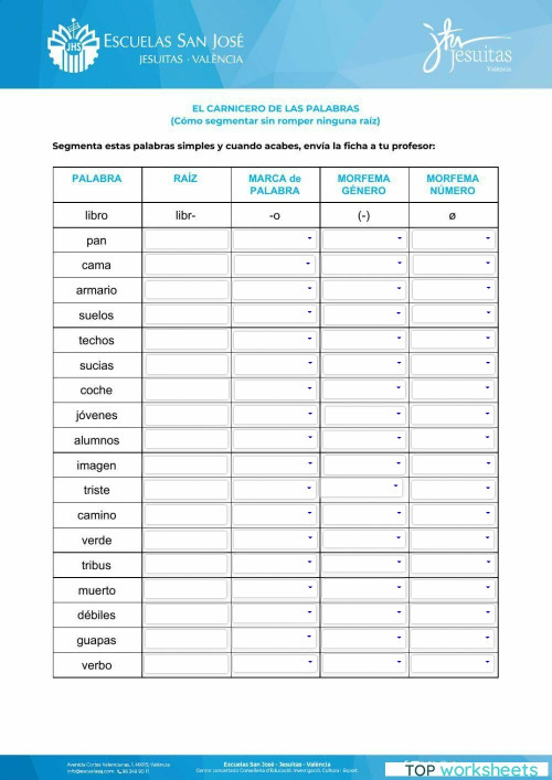 Segmentación palabras simples. Ficha interactiva | TopWorksheets