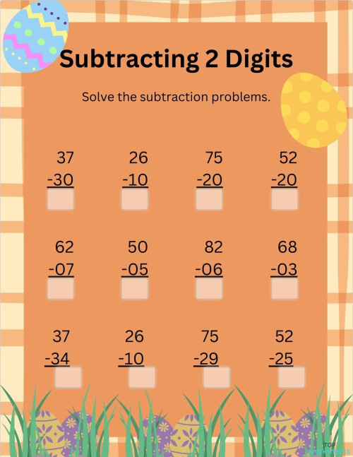 Subtracting 2 Digits. Interactive worksheet | TopWorksheets