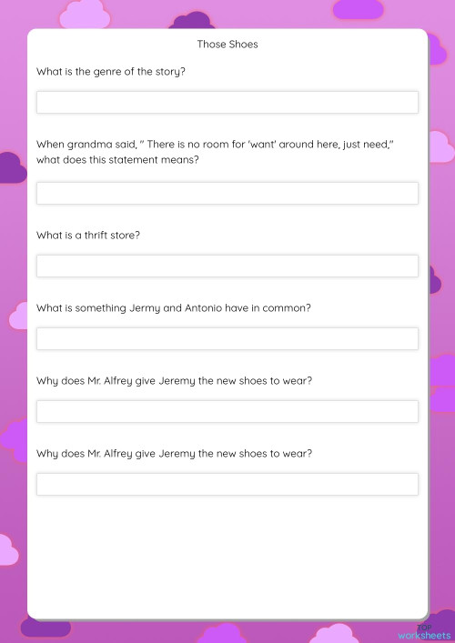 Those Shoes. Interactive worksheet | TopWorksheets