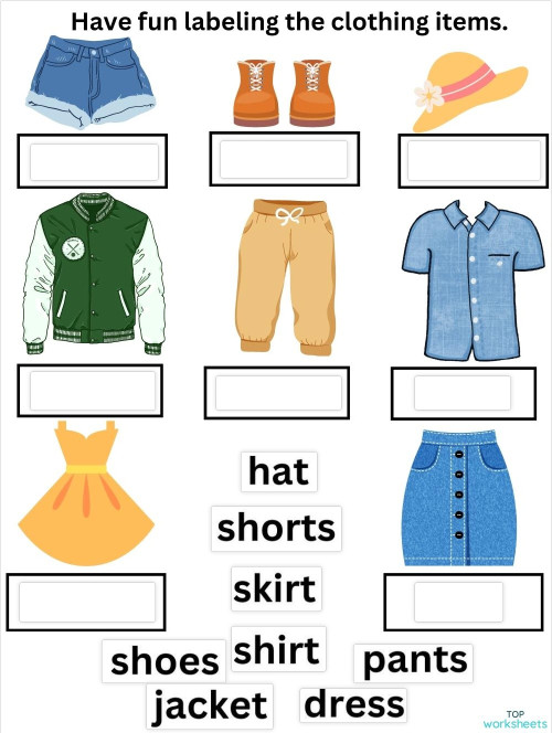 Clothes Items. Interactive worksheet | TopWorksheets
