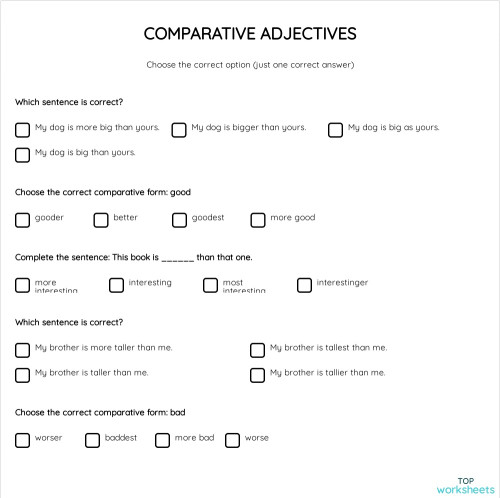 COMPARATIVE ADJECTIVES. Interactive worksheet | TopWorksheets