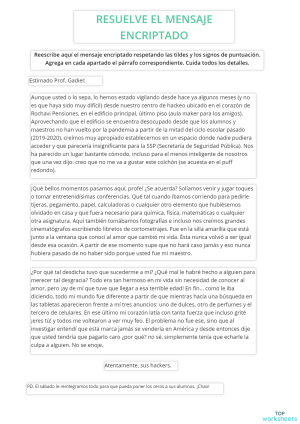 Mensaje Encriptado. Ficha interactiva | TopWorksheets