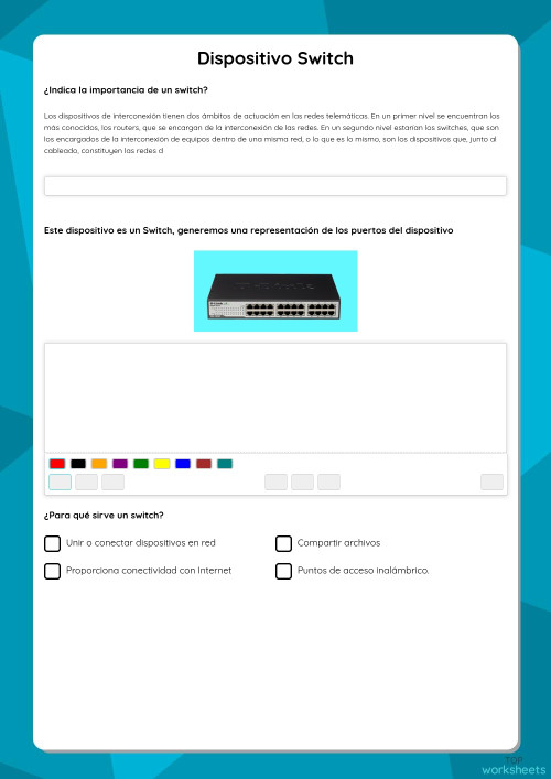 Dispositivo Switch. Ficha interactiva | TopWorksheets