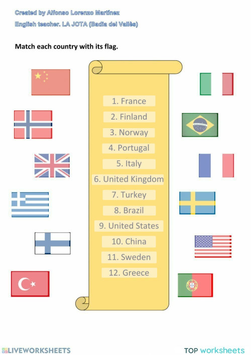 Countries. Interactive worksheet | TopWorksheets