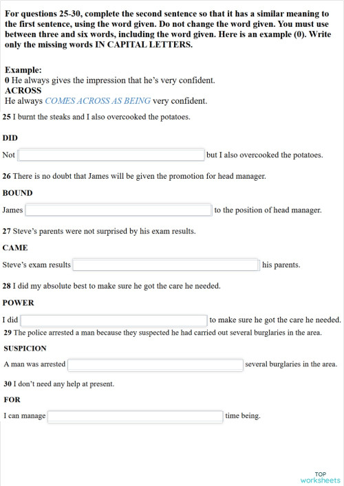 Test 4 CAE Practice Tests PAPER 1 - READING AND USE OF ENGLISH PART 4 ...