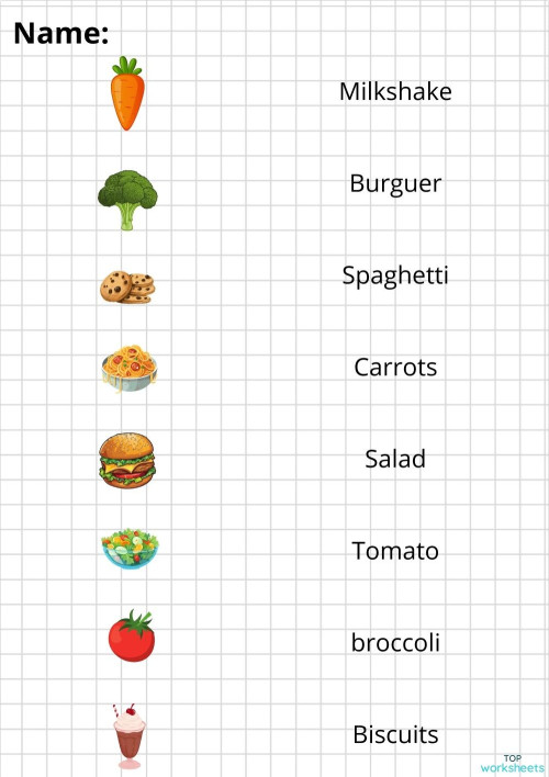 Matching food. Interactive worksheet | TopWorksheets