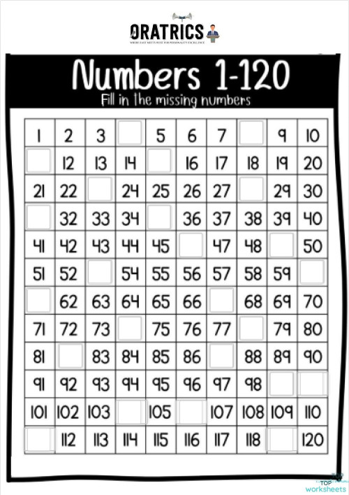 Fill in the numbers. Interactive worksheet | TopWorksheets
