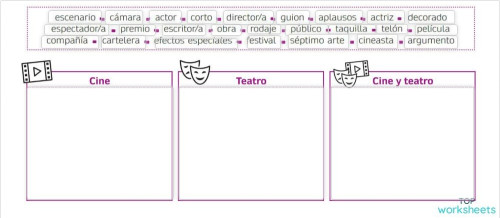 Vocabulario de cine y teatro p 20 S5L3. Ficha interactiva | TopWorksheets
