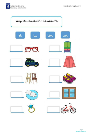 artículos definidos e indefinidos. Ficha interactiva | TopWorksheets