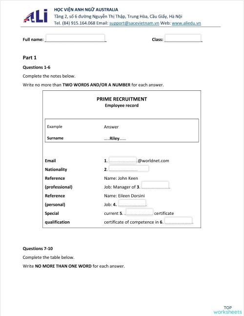 Ielts Practice Listening Test 2 Interactive Worksheet Topworksheets