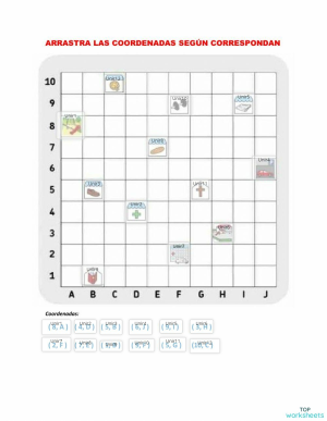 Coordenadas: fichas interactivas y ejercicios online | TopWorksheets
