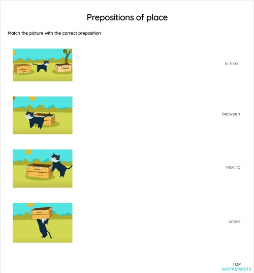 Prepositions of place. Interactive worksheet | TopWorksheets