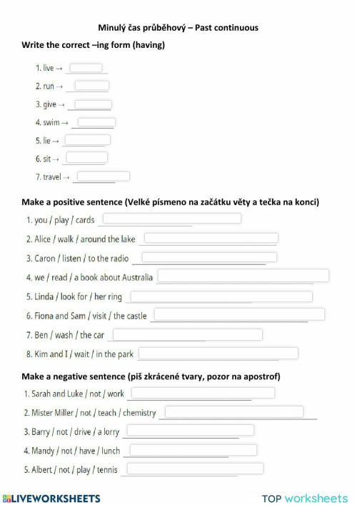 Past continuous exercises. Interactive worksheet | TopWorksheets