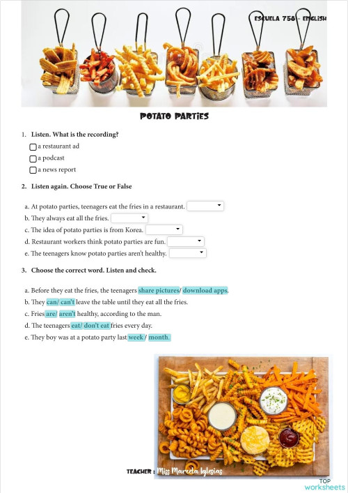 Simple Present Perfect Listening. Interactive worksheet | TopWorksheets