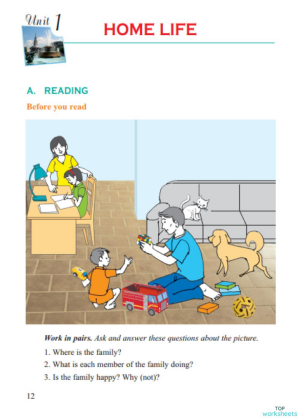 UNIT1: HOME LIFE. Bài tập tương tác | TopWorksheets