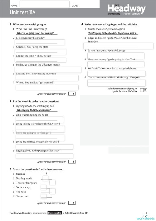 Unit 11 - test. Interactive worksheet | TopWorksheets