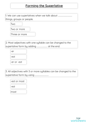 Superlative - Forming the superlative. Interactive worksheet ...