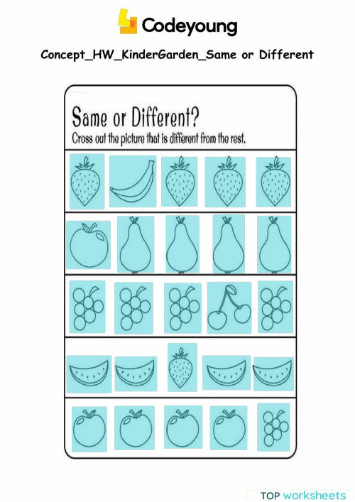 Same or different interactive exercise. Interactive worksheet | TopWorksheets