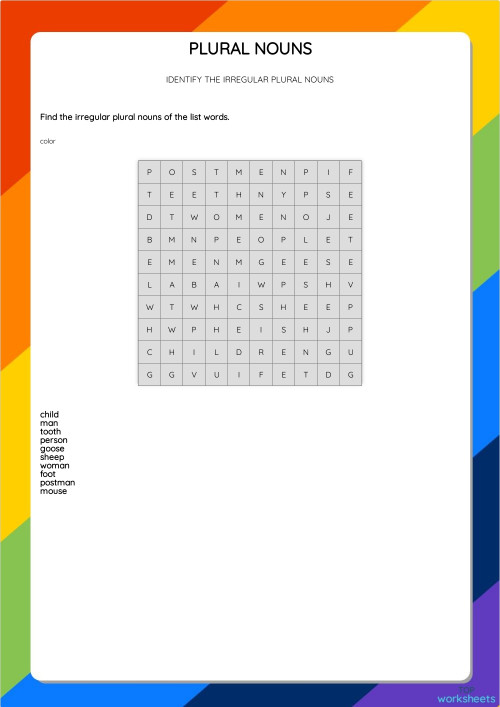 PLURAL NOUNS. Interactive worksheet | TopWorksheets