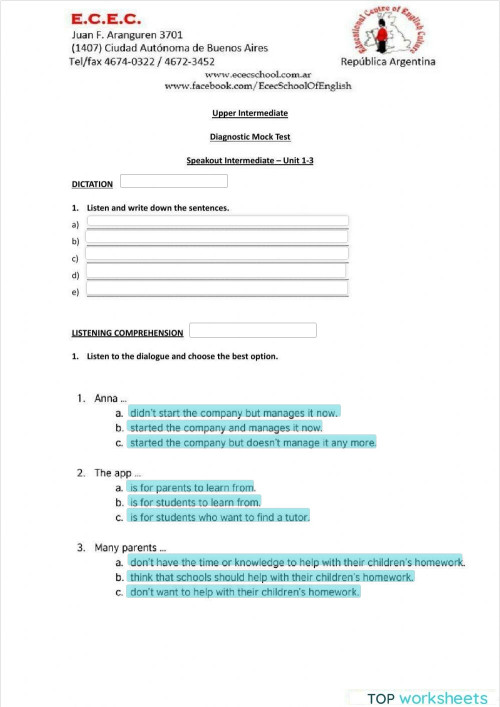 Interactive worksheets and online exercises in english | TopWorksheets
