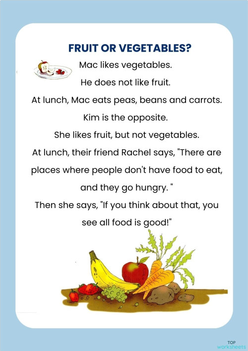 Reading comprehension A1. Interactive worksheet | TopWorksheets