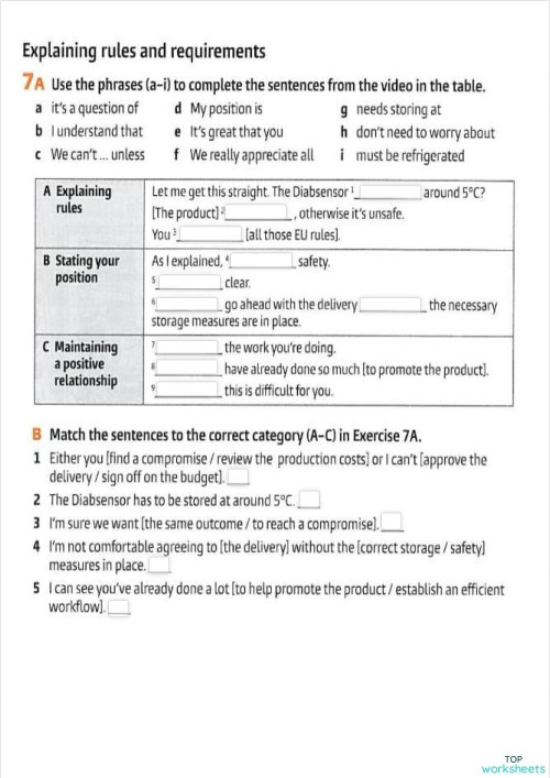 Explaining rules and requirements. Interactive worksheet | TopWorksheets