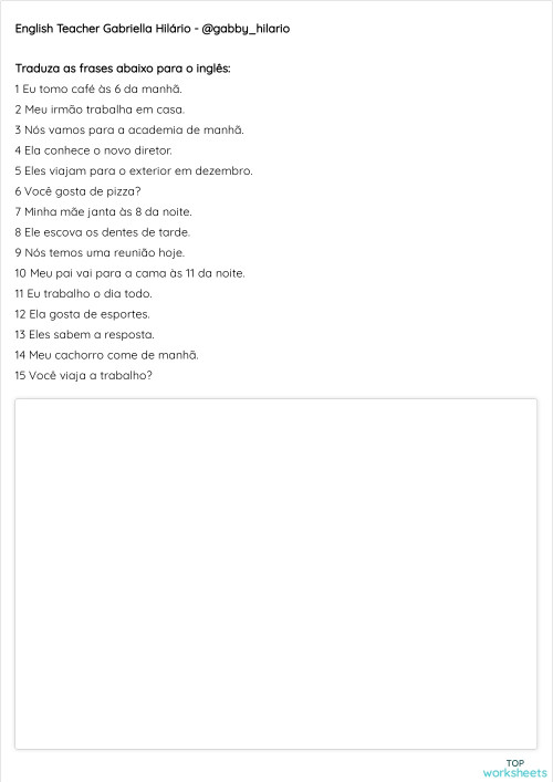 Present Simple - Translation. Ficha interativa | TopWorksheets