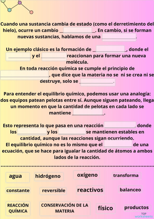 Cambios físicos y químicos. Ficha interactiva | TopWorksheets