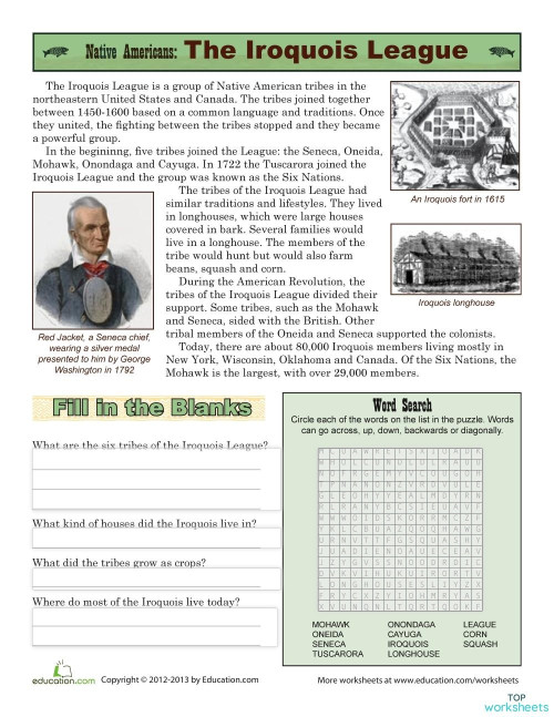The Iroquois League. Interactive worksheet | TopWorksheets